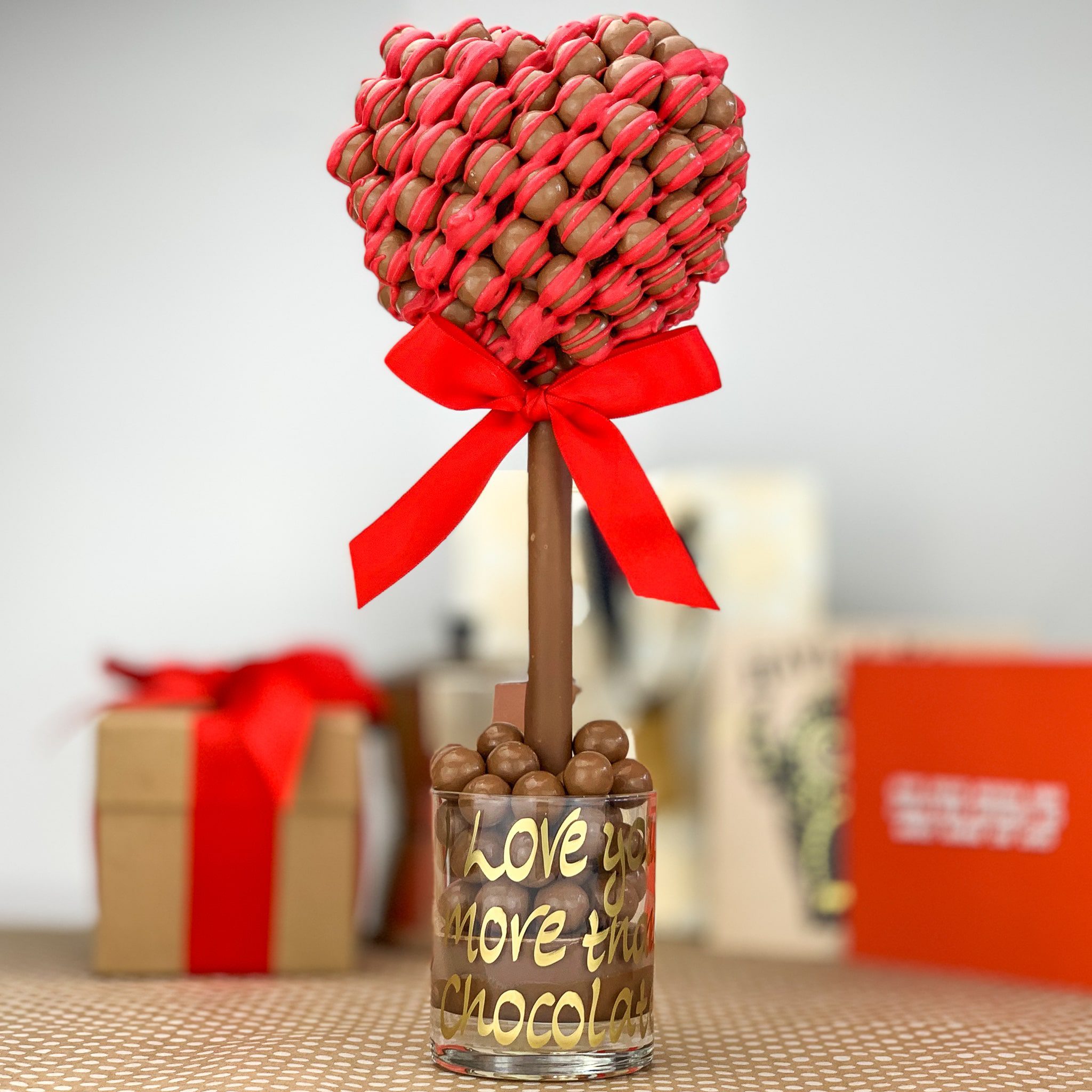 Red Drizzle Malteser Heart Chocolate Tree | The Giftie Company