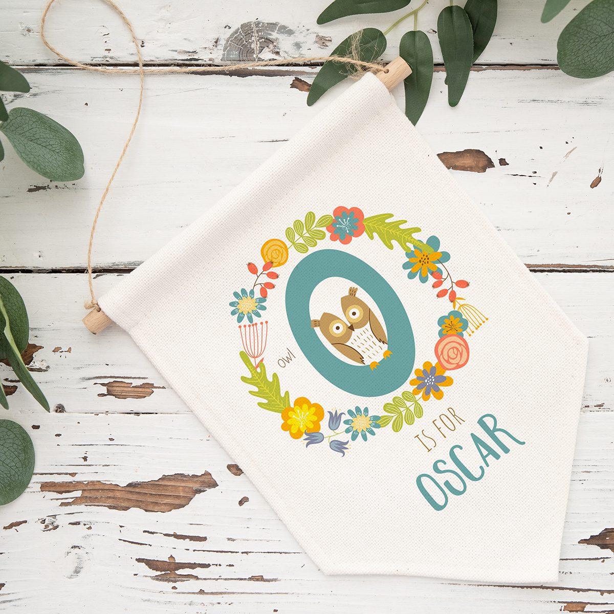 Personalised Animal Alphabet Pennant Flag | The Giftie Company