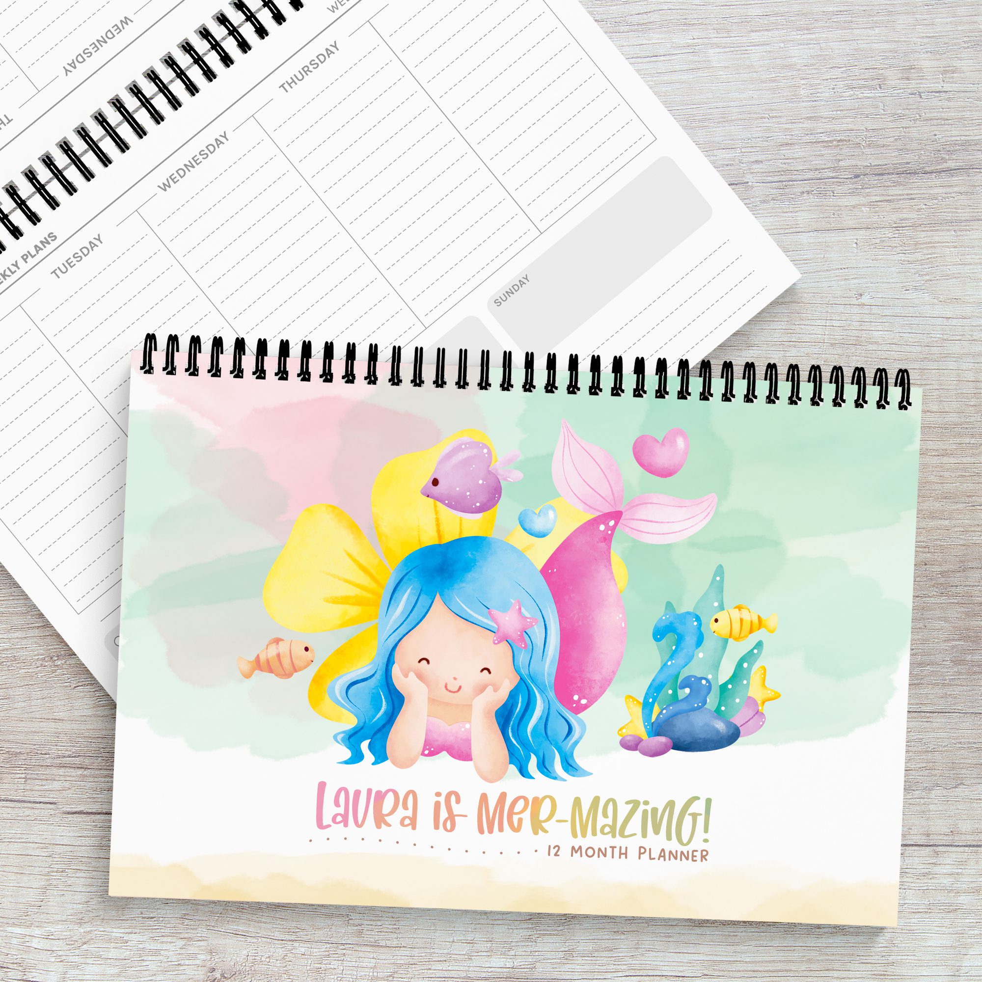 Mer-Mazing Mermaid Personalised A4 Desk Planner | Giftie Company