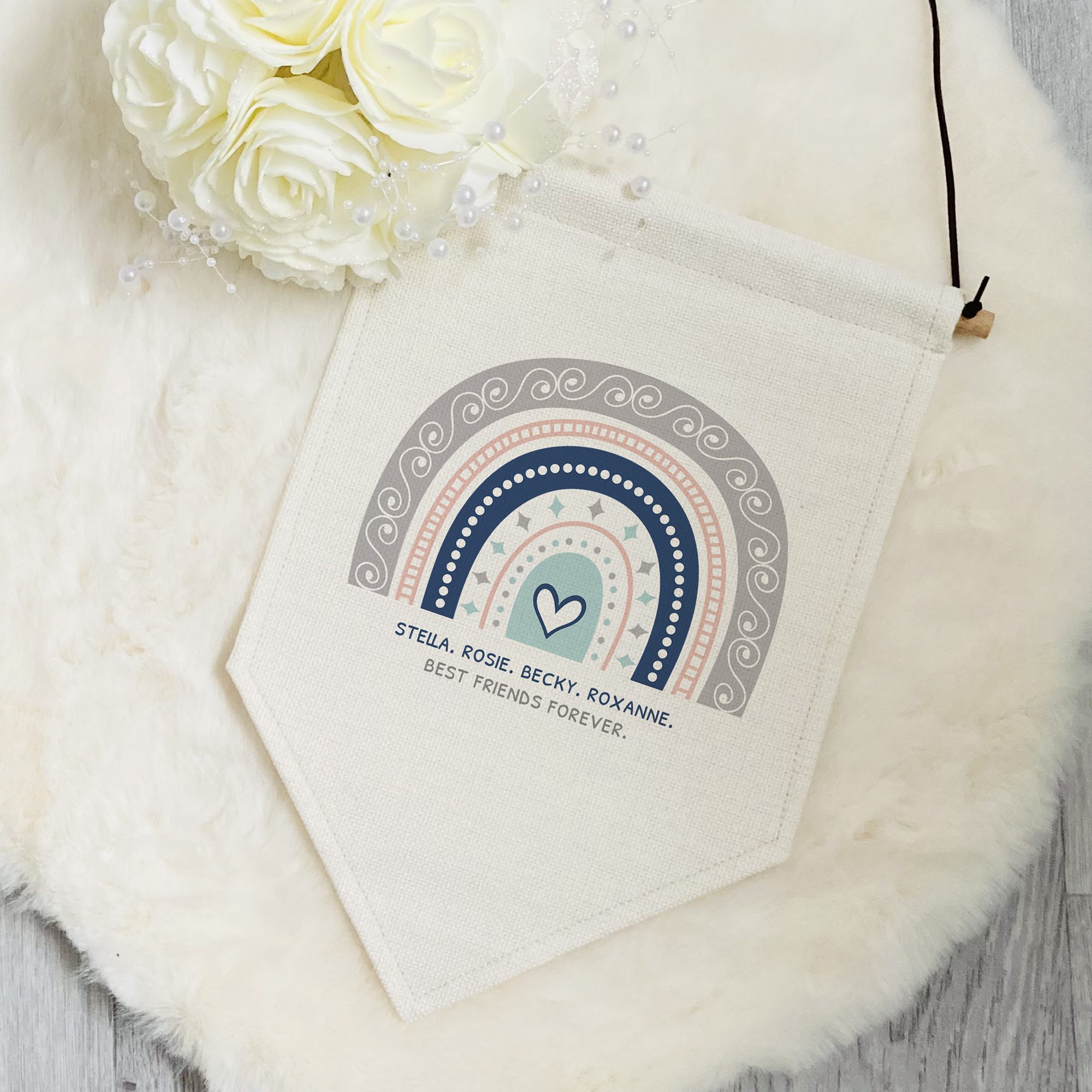 Personalised Ornamental Rainbow Pennant Flag | The Giftie Company